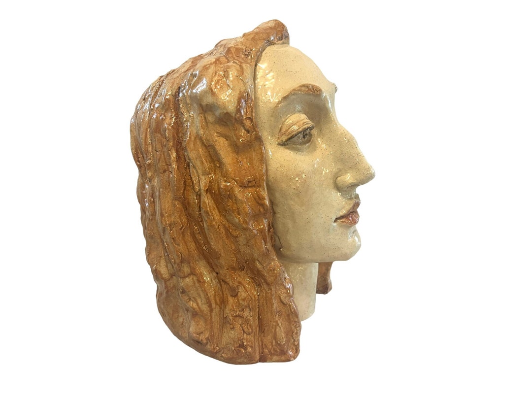 Vintage Art Pottery Bust: Signed Rachel Arvio, Woman Head Sculpture - Etsy