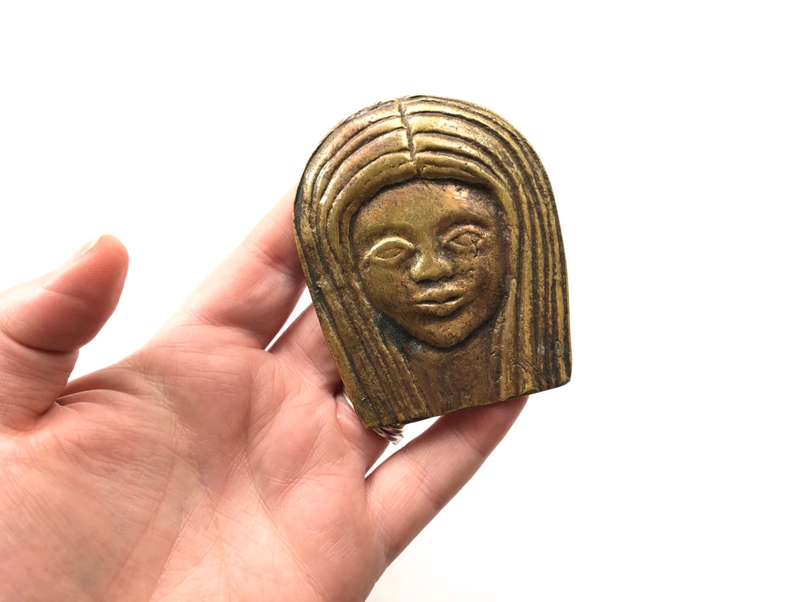Vintage Woman's Face Belt Buckle One of a Kind Brass | Etsy
