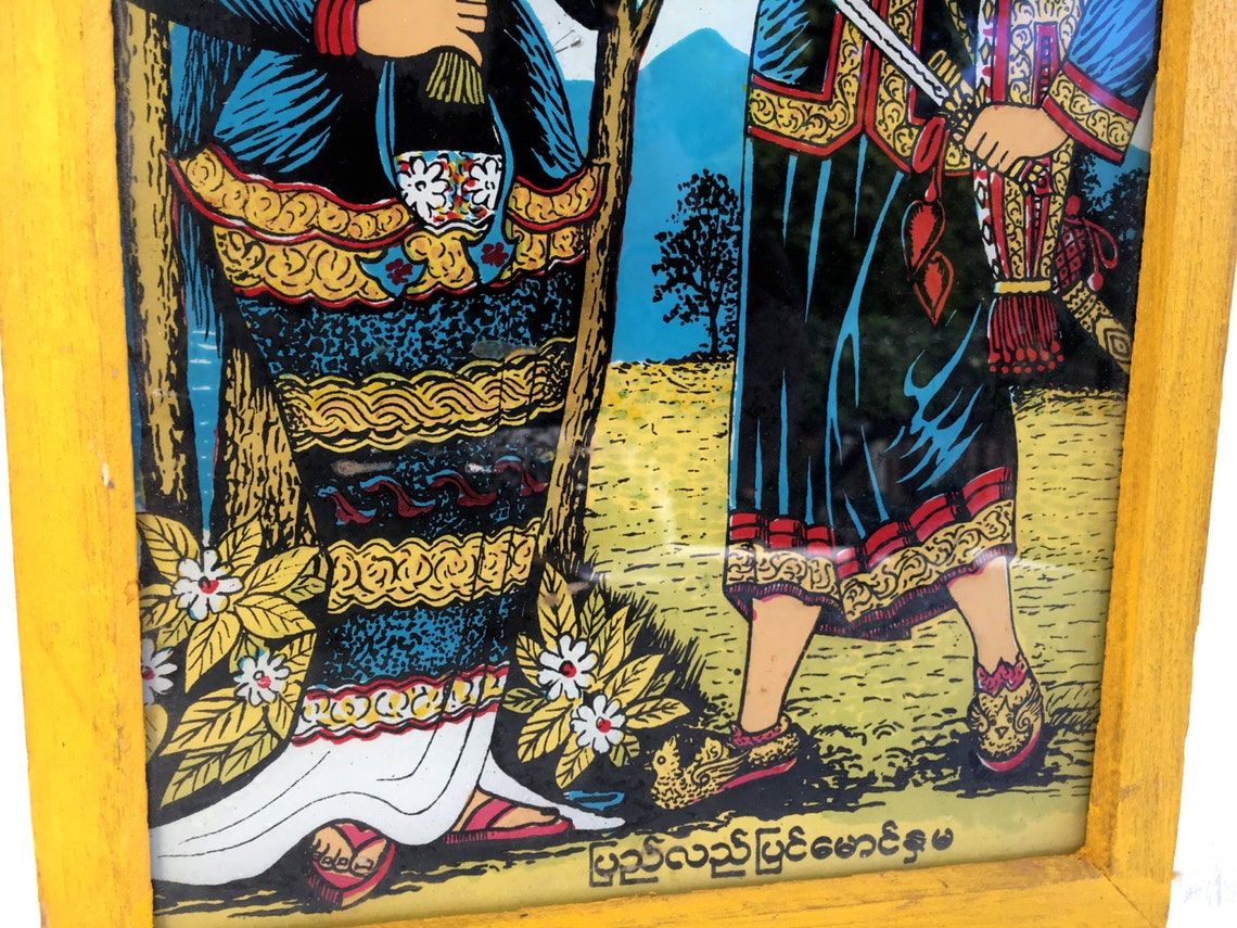 Vintage Reverse Glass Goddess Painting Portrait on Glass - Etsy