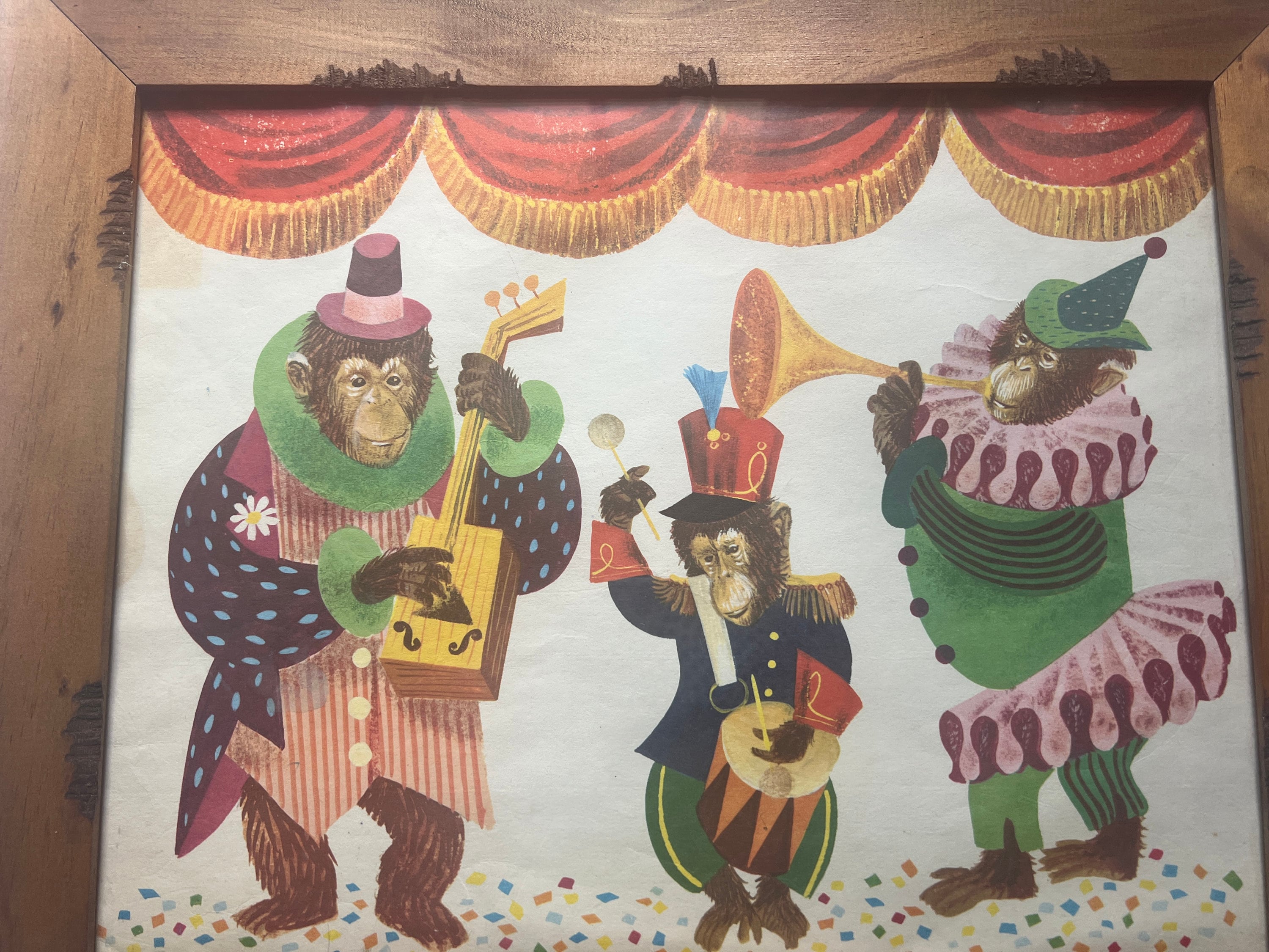 Vintage Circus Monkey Print, Original Book Plate in Wooden Frame - Etsy