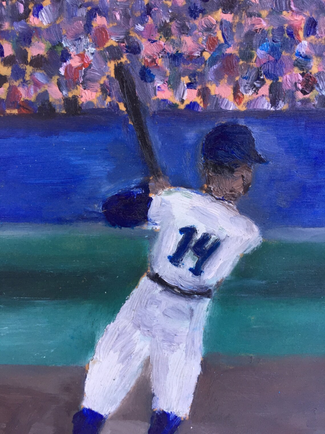 Vintage Baseball Oil Painting 14 Folk Art - Etsy