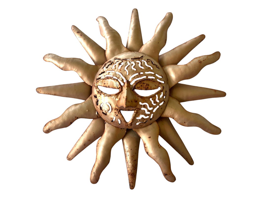 Vintage Folk Art Sun Wall Hanging ~ Celestial Decor~ Gold Metal Sun ...