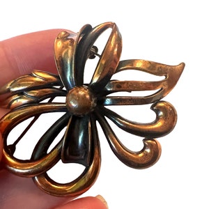 Vintage Copper Triad Flower Pin~ Art Deco Bow Brooch~ Gift for the ...