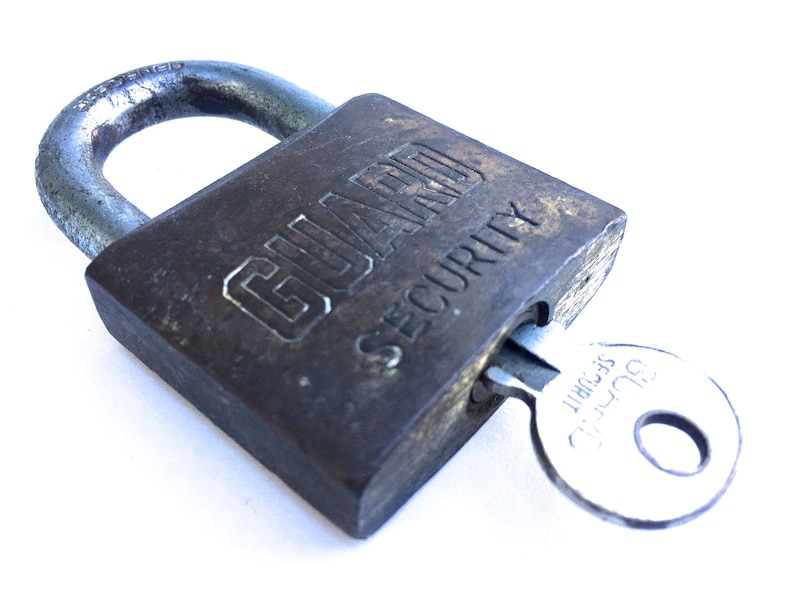 Vintage Guard Security Metal Lock~ Works W/ Original Key ~ Patina'd ...