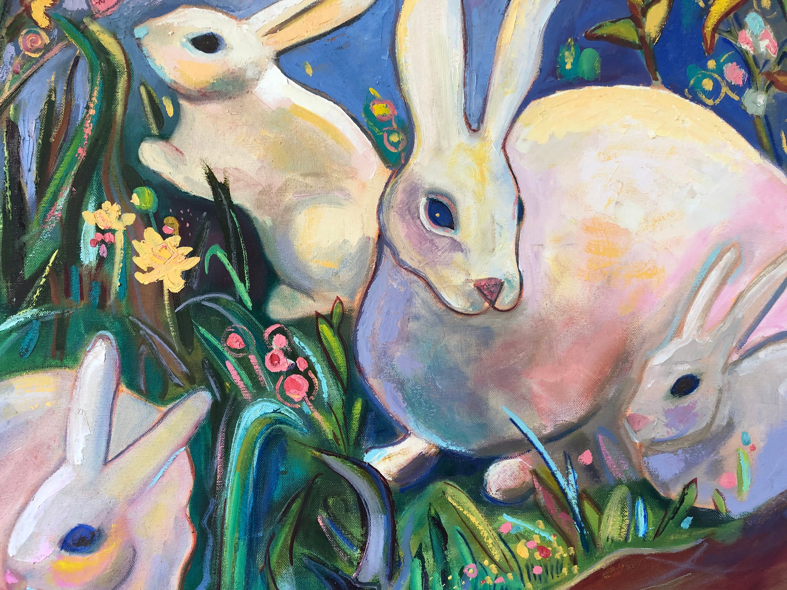 White Rabbit Oil Painting Large Original Signed Art Piece | Etsy