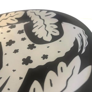 Vintage Folk Art Pottery Plate Hand Painted Whimsical Deer Ceramic Dish ...