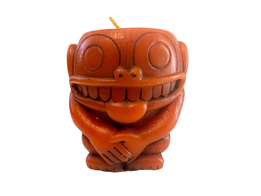 Vintage Orange Monkey Tiki Candle~ Hawaiian Tiki Bar Decor~ Dead Stock ...