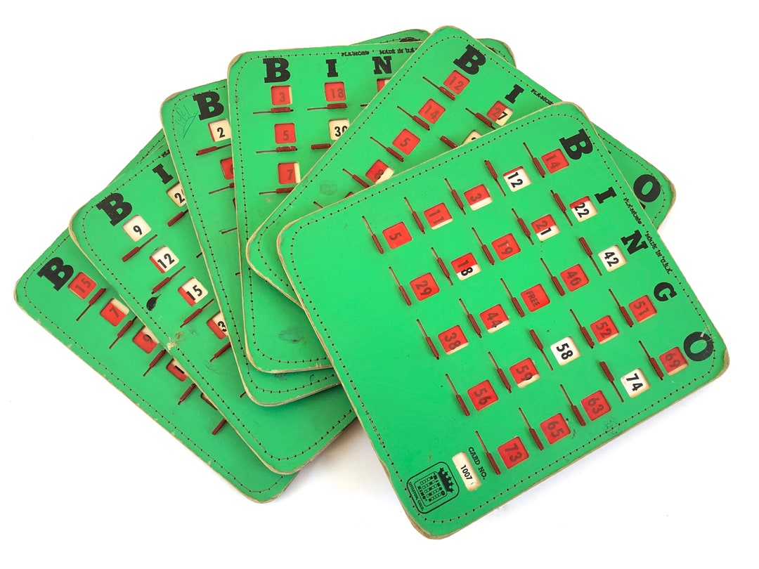 Vintage Green Bingo Card~ Slider Bingo~ Game Collectible~ Made in U.S.A ...