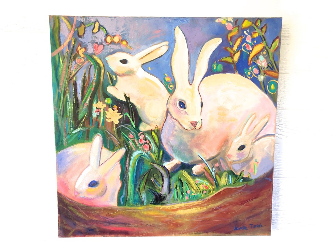 White Rabbit Oil Painting~ Large Original Signed Art Piece~ "white ...