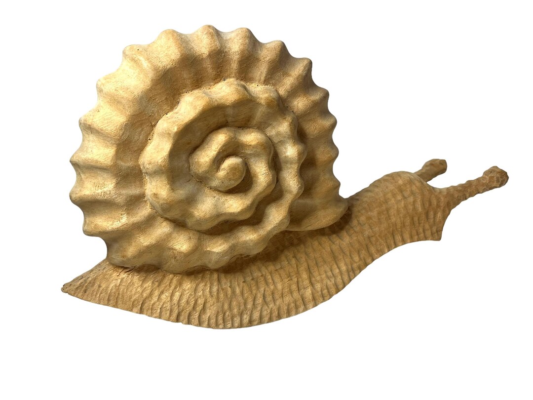 Vintage Folk Art Snail Sculpture ~ Hand Carved Wooden Shell ~ Whimsical ...