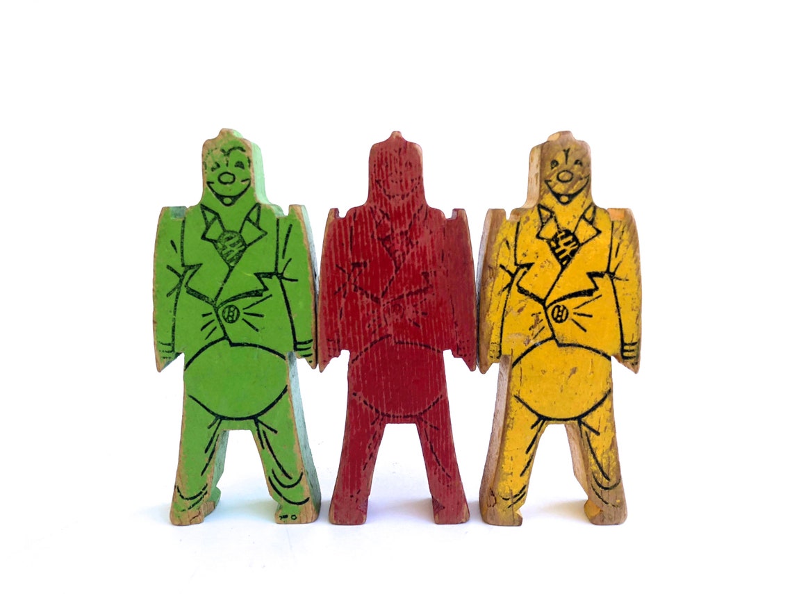 Vintage Stacking Clown Blocks 3 Wooden Toy Blocks Bill Ding | Etsy