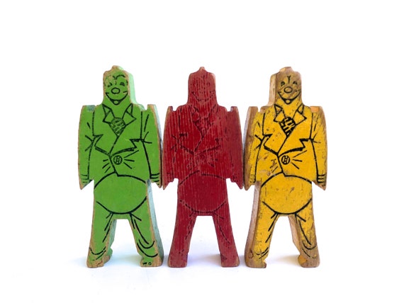 Vintage Stacking Clown Blocks 3 Wooden Toy Blocks Bill Ding | Etsy