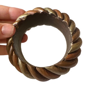 Vintage Mixed Metal Bangle ~ Chunky Coiled Silver, Copper & Brass Over ...