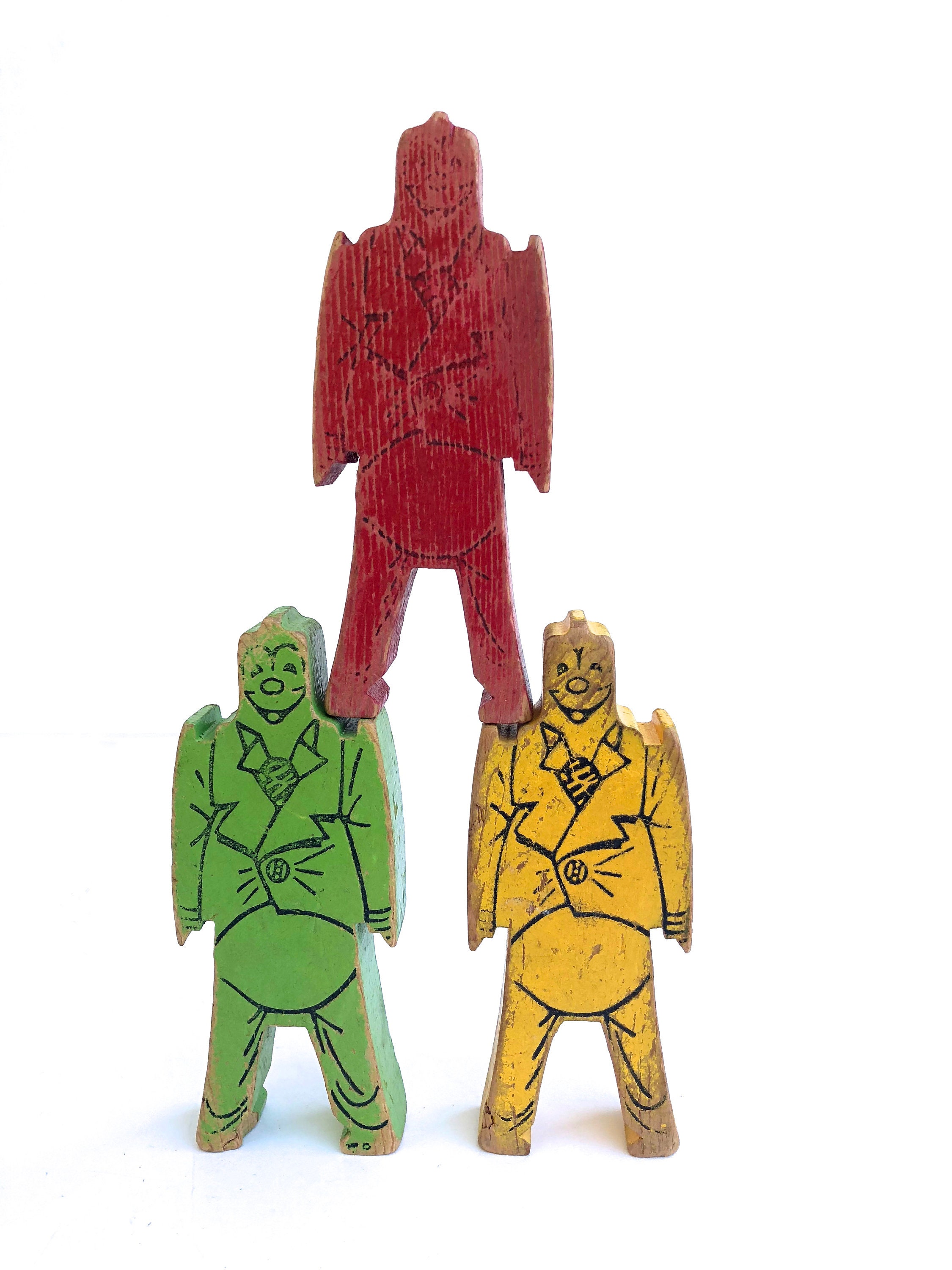 Vintage Stacking Clown Blocks 3 Wooden Toy Blocks Bill Ding | Etsy