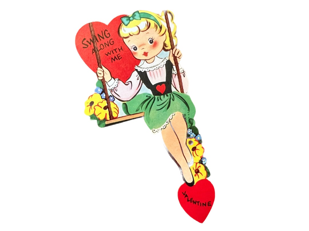 Vintage Swiss Miss Valentine Card, 1950s Blonde Pinup Die Cut - Etsy