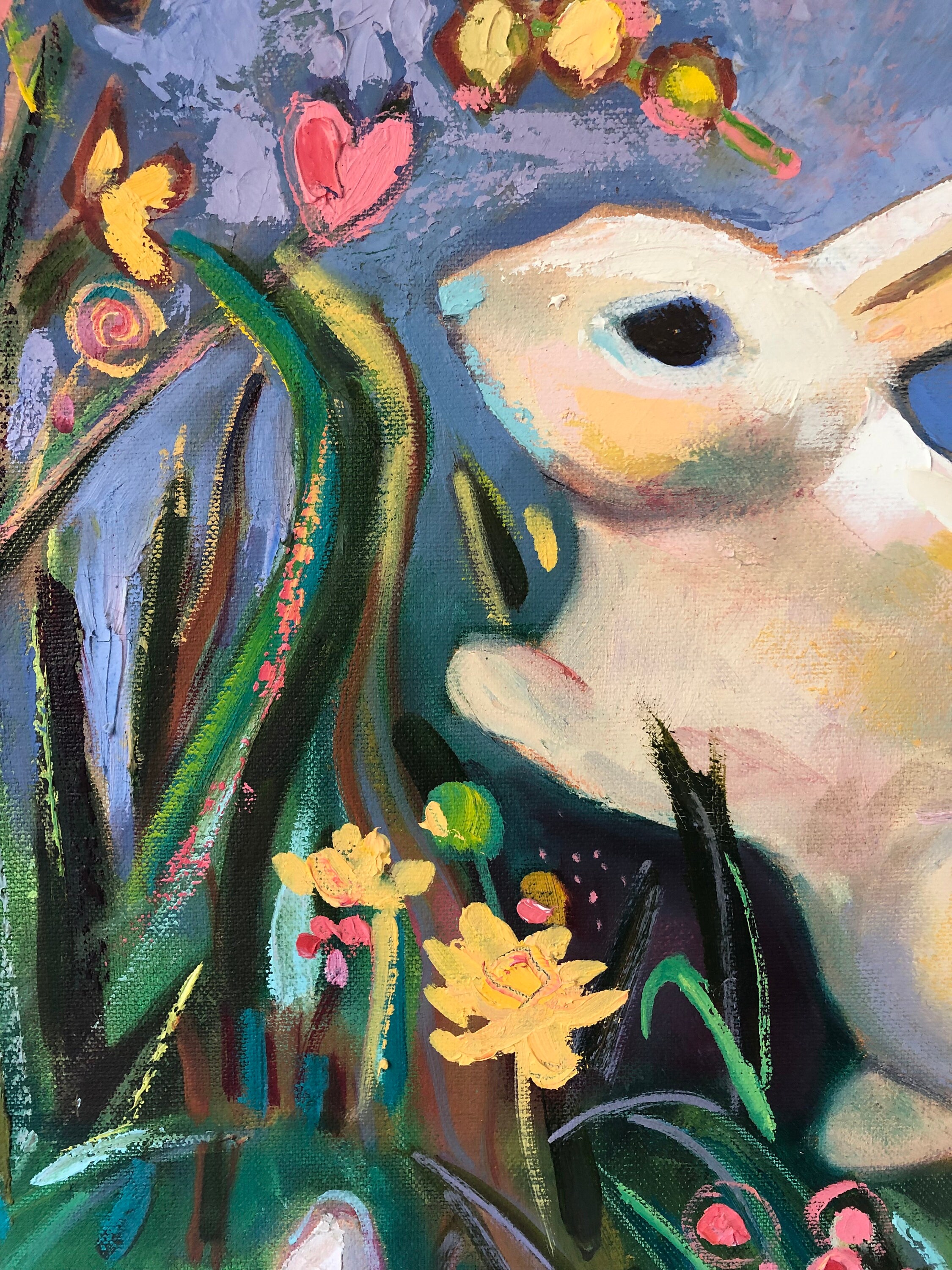 White Rabbit Oil Painting Large Original Signed Art Piece | Etsy