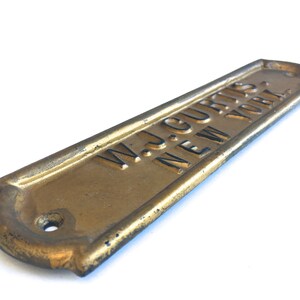 Antique Brass Typography Sign ~late 1800s~ "w.j Curtis NEW York" ~nice ...