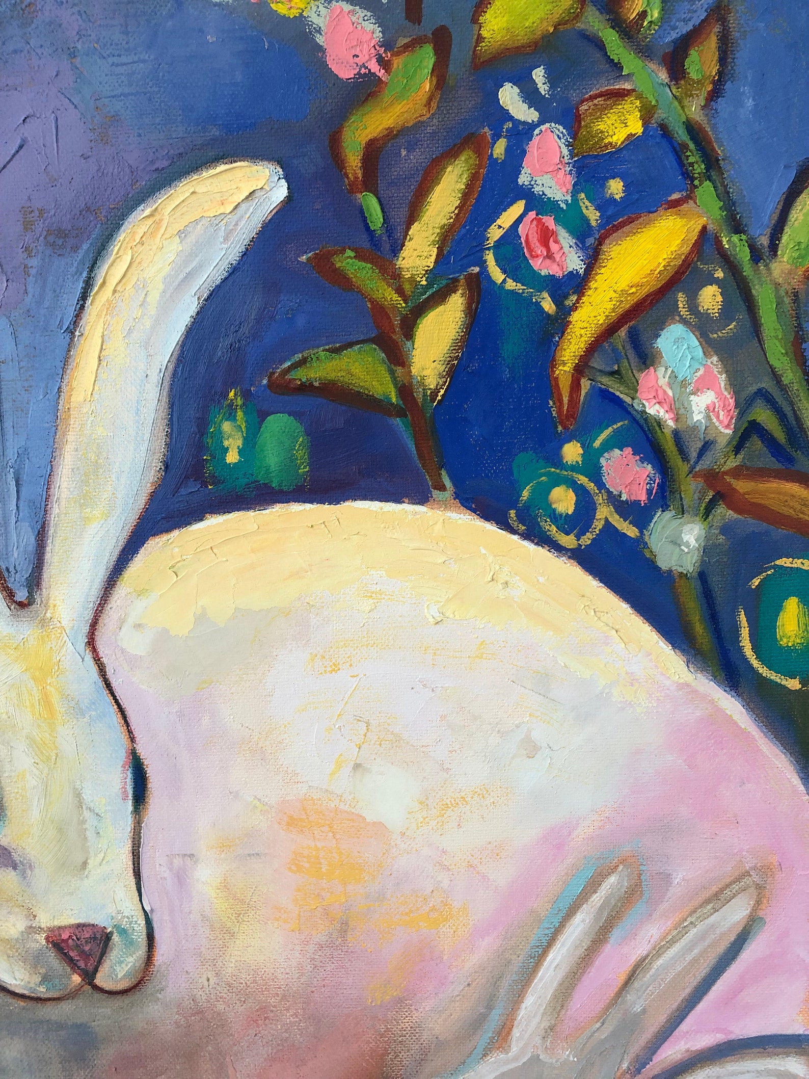 White Rabbit Oil Painting Large Original Signed Art Piece | Etsy