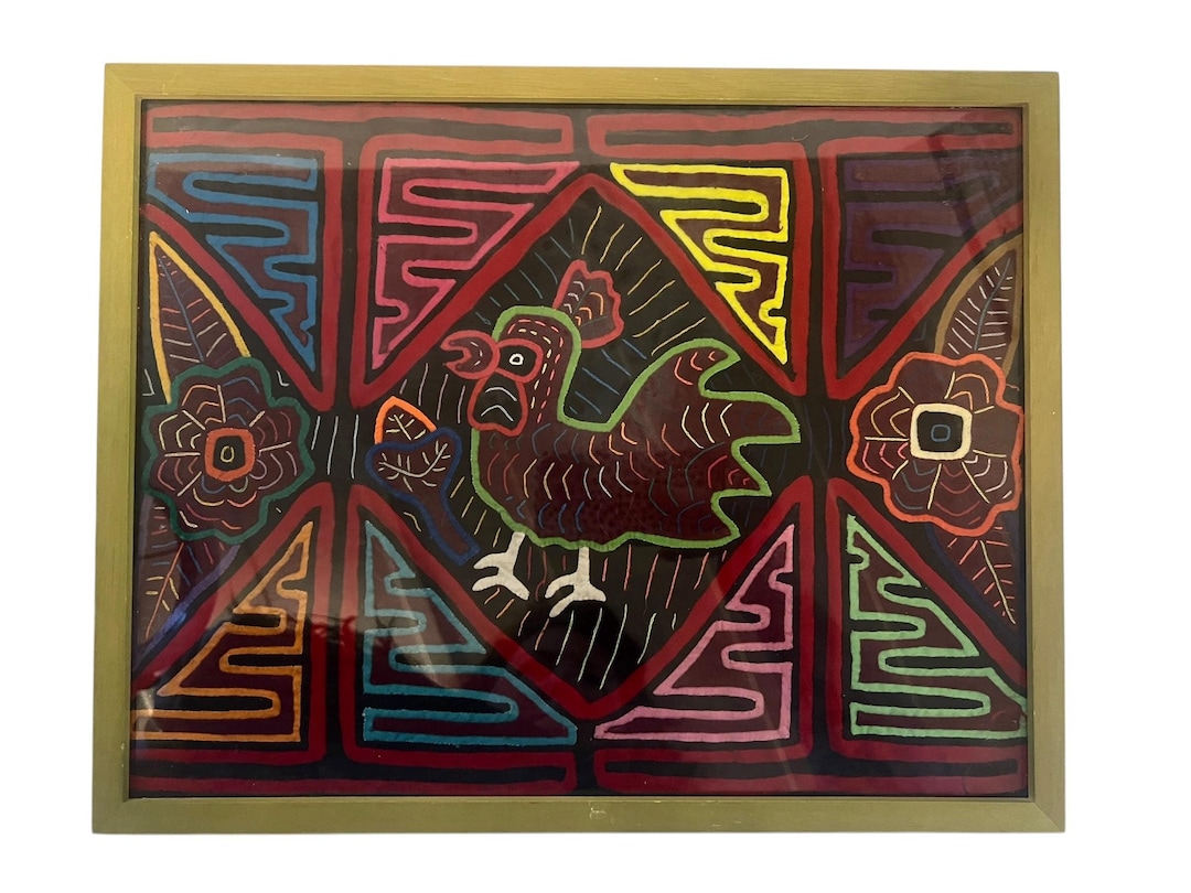 Vintage Kuna Mola Bird Textile ~framed Ethnic 4 Layer Embroidery ...