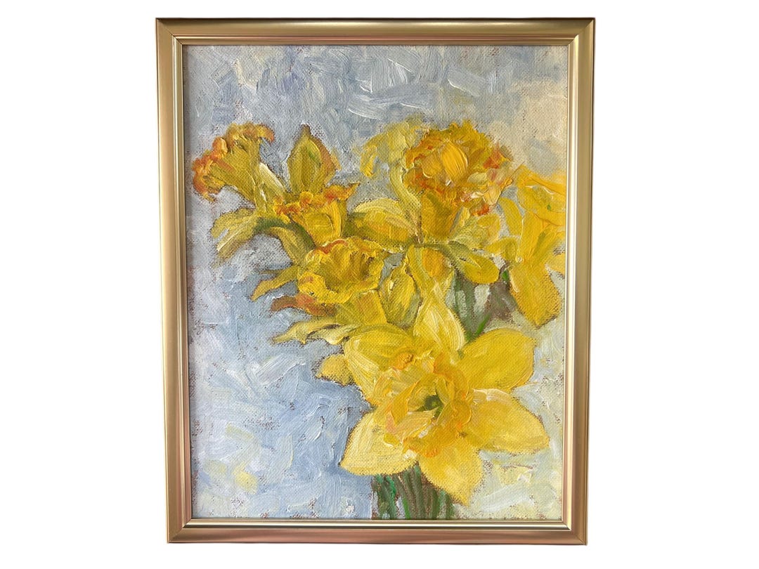 Mid Century Original Daffodil Painting ~ Expressionist Flower Still ...