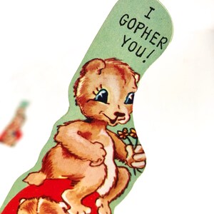 Vintage Gopher Valentines Day Card i Gopher You Sweet 1950's Die Cut ...