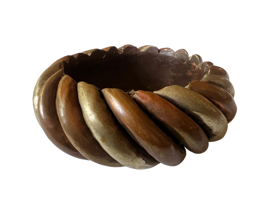 Vintage Mixed Metal Bangle ~ Chunky Coiled Silver, Copper & Brass Over ...