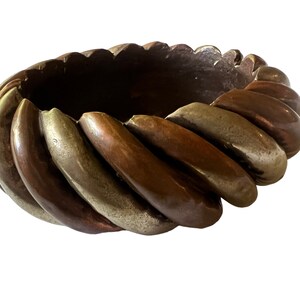 Vintage Mixed Metal Bangle ~ Chunky Coiled Silver, Copper & Brass Over ...
