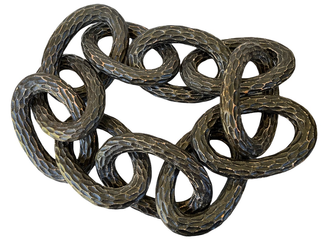 Large Vintage Folk Art Chain~ Hand Carved Wooden Chain Link~ Tabletop ...