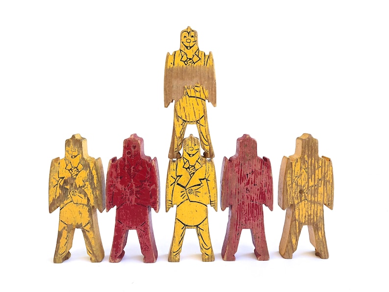 Vintage Stacking Clown Blocks 6 Wooden Toy Blocks Bill Ding | Etsy