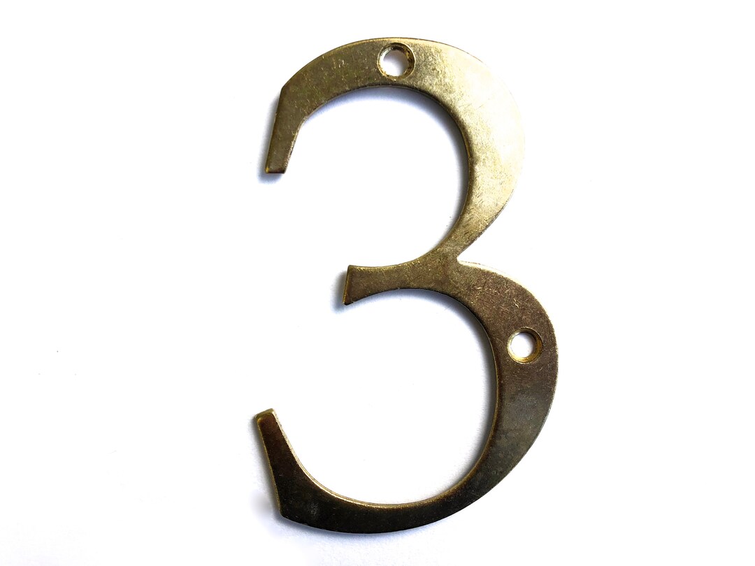 Vintage Brass House Number number Three Wall Art Vintage - Etsy