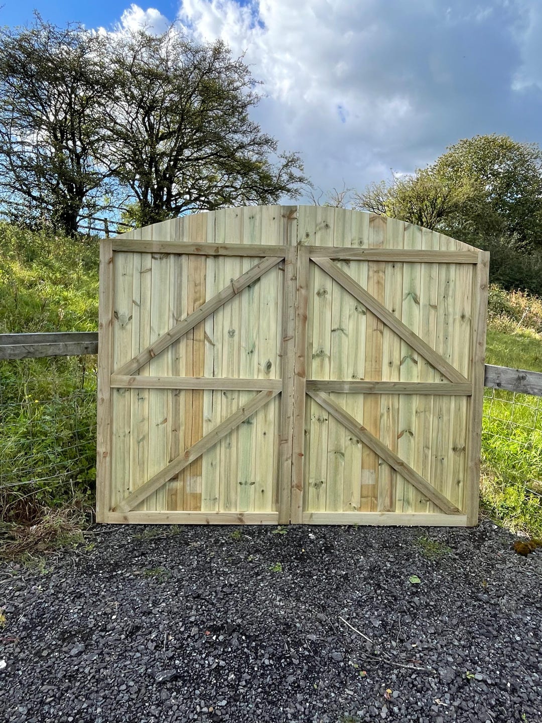 6 X 8 Foot Arch Top Pressure Treated Double Gates Tongue and Groove ...