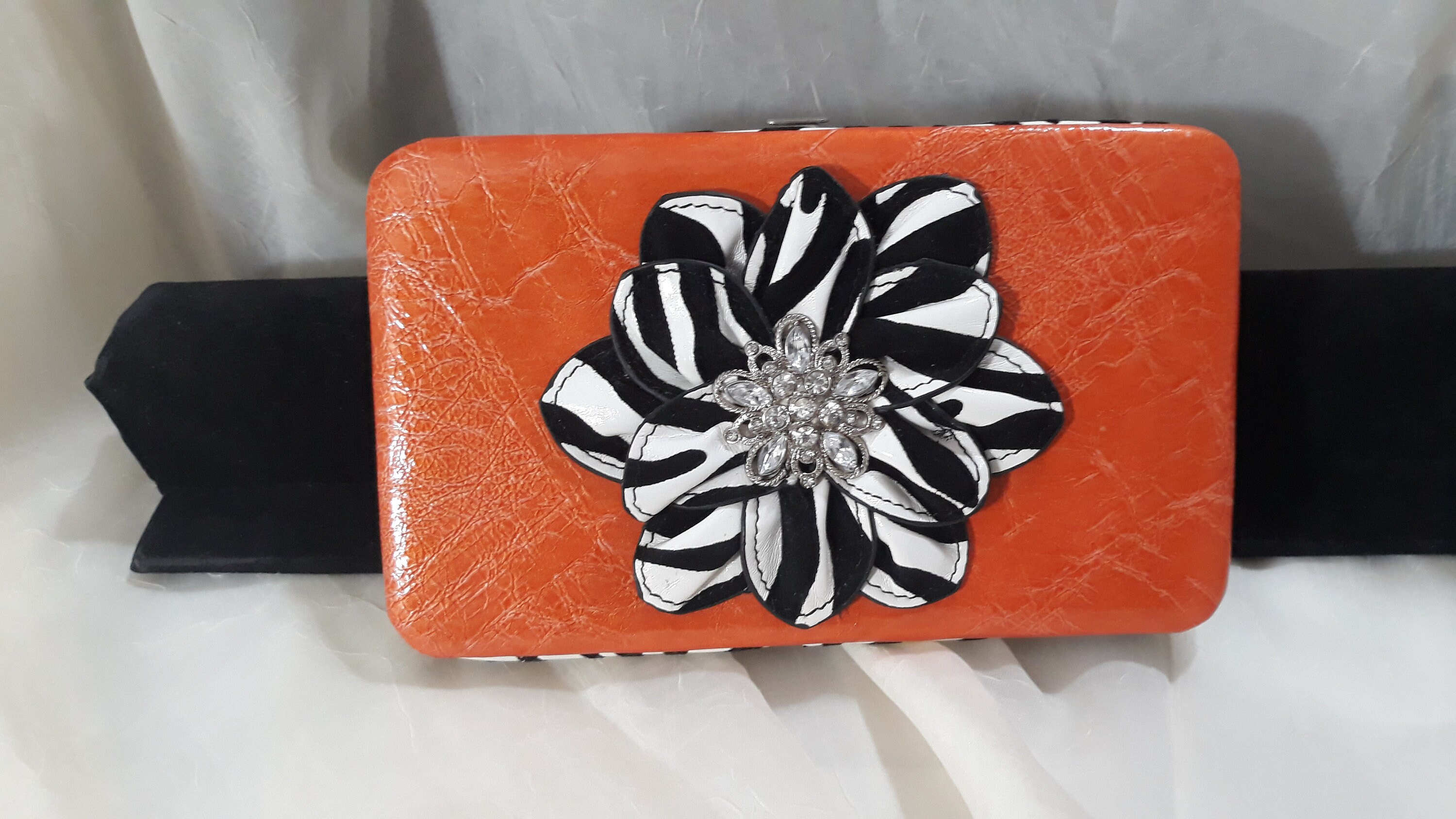 Hard Cover Wallet Orange Glamour Design Faux Patent Leather Vintage - Etsy