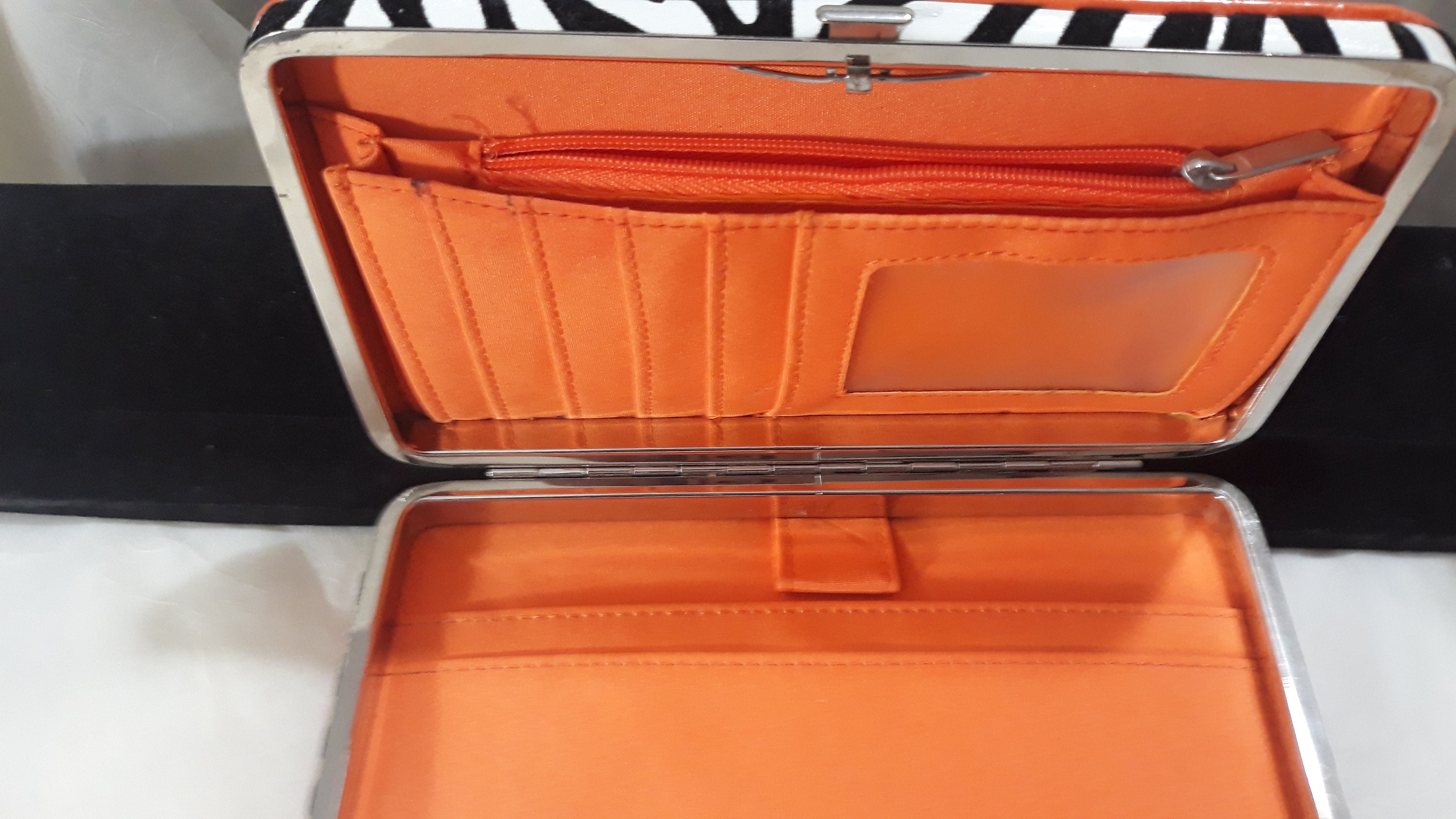 Hard Cover Wallet Orange Glamour Design Faux Patent Leather Vintage - Etsy