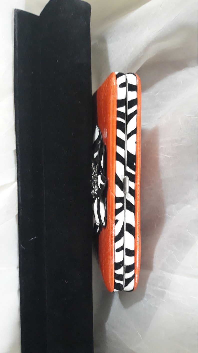 Hard Cover Wallet Orange Glamour Design Faux Patent Leather Vintage - Etsy
