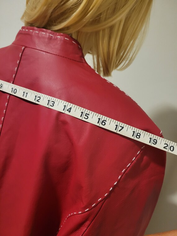 PAMELA MCCOY Red Leather Jacket fully Satin Lined Wo… - Gem