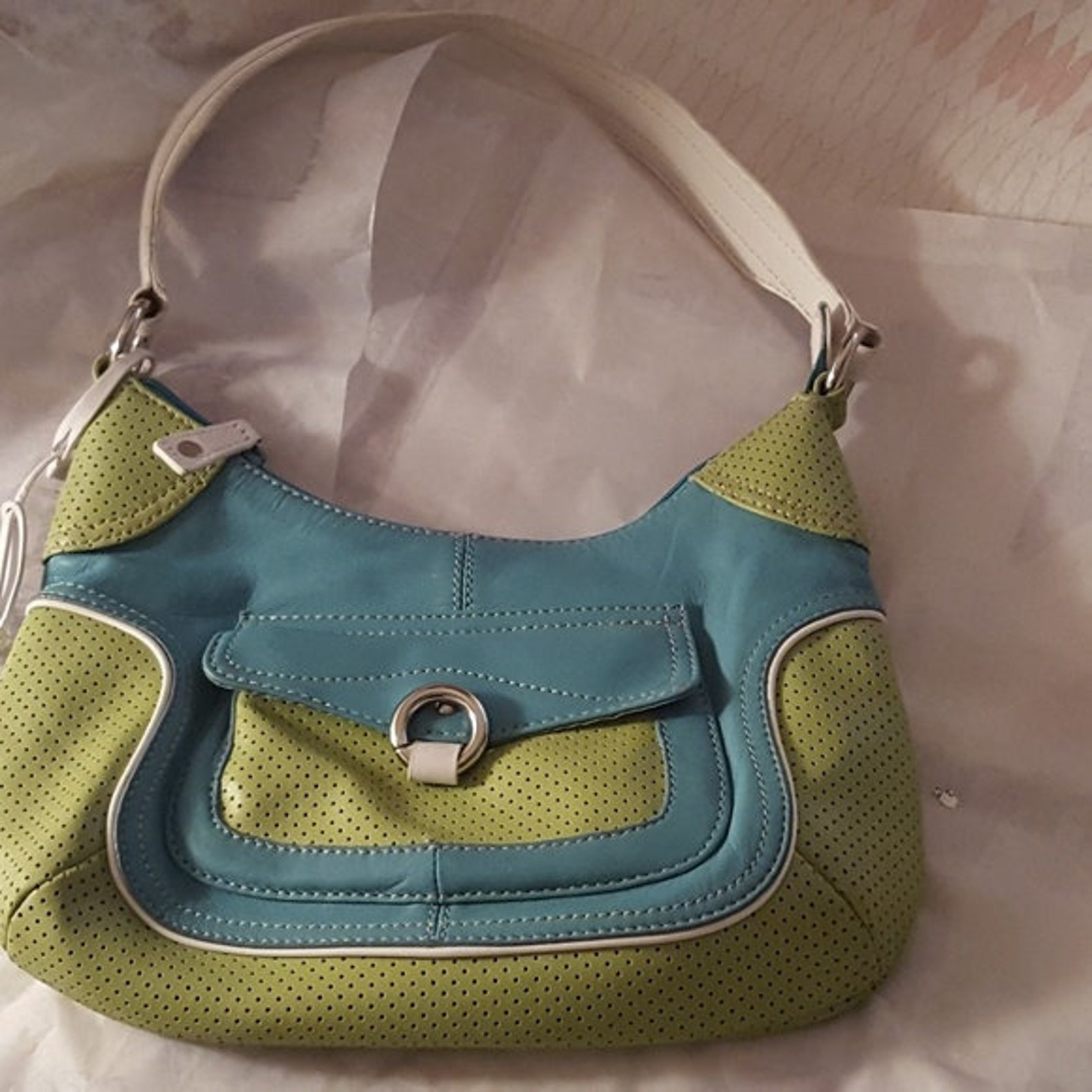Bandolino Shoulder Blue and Green Italian Bag Great Condition - Etsy