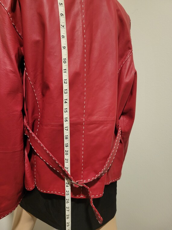PAMELA MCCOY Red Leather Jacket fully Satin Lined Wo… - Gem