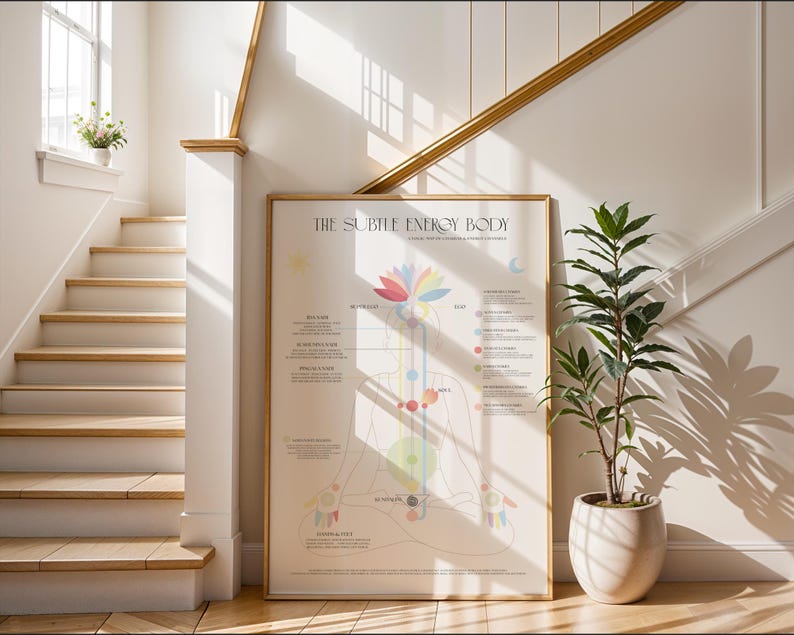 The Subtle Energy Body Poster – Chakra and Nadi Map | Yoga & Reiki ...
