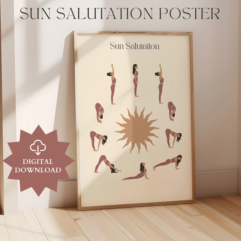 Sun Salutation Yoga Poster – Printable Surya Namaskar Chart ...