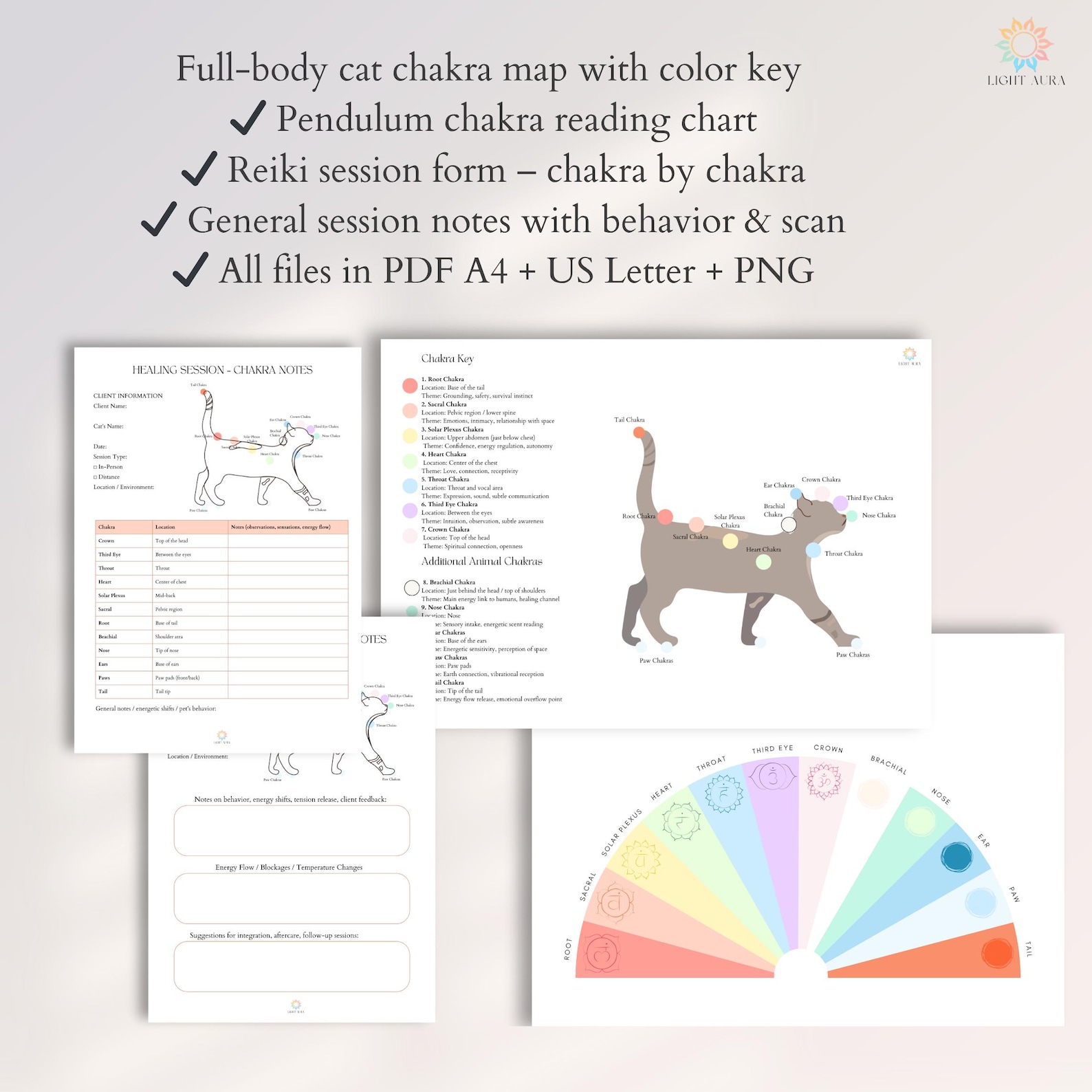 Canine Reiki Session Notes – Printable Cat Chakra Worksheet | Energy ...