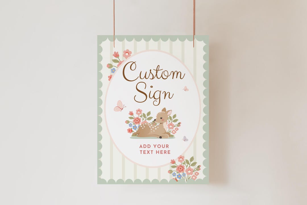 Editable Woodland Baby Shower Sign | Custom Baby Sign Printable | Deer ...