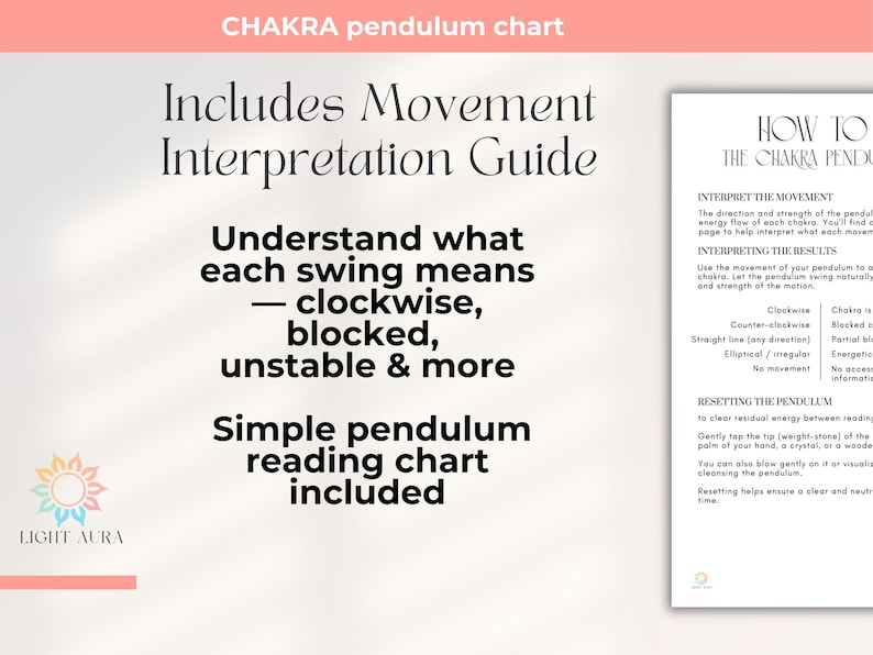 Chakra Pendulum Chart Printable • Energy Healing Tool • Digital Download PDF for Reiki, Chakra ...