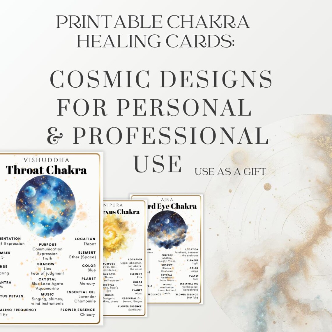Starthemed Chakra Cards 8 Chakra Cards Printable Healing Information ...