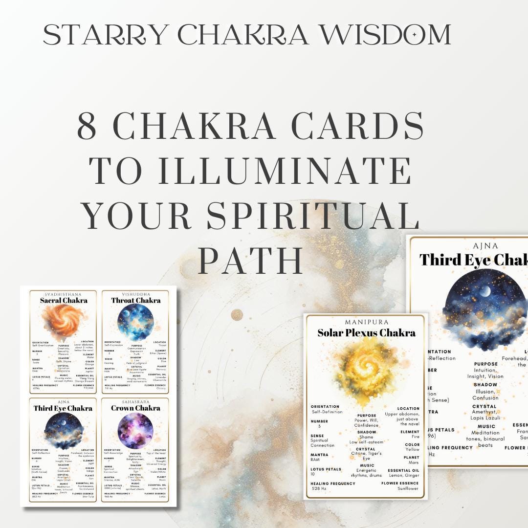 Starthemed Chakra Cards 8 Chakra Cards Printable Healing Information ...