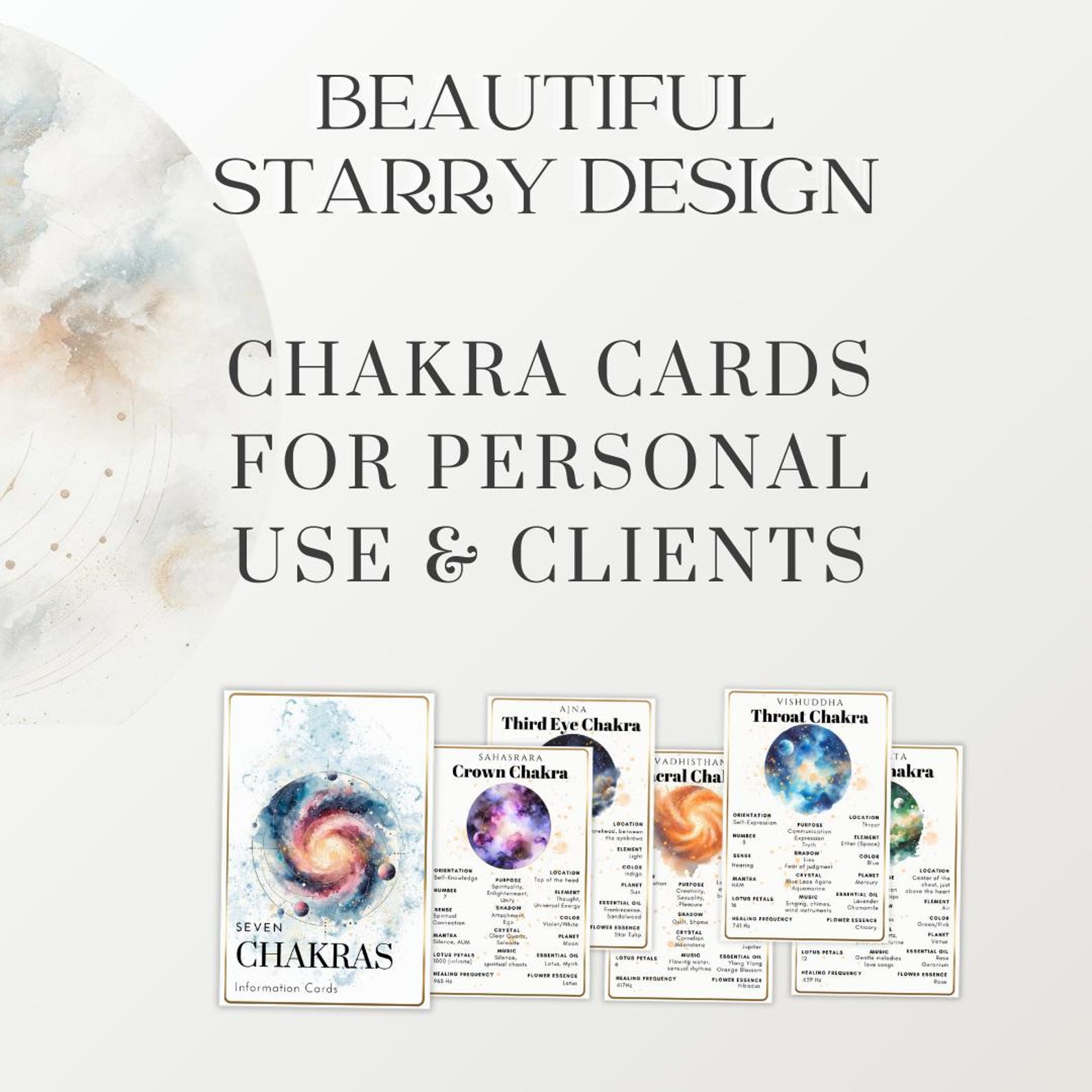 Starthemed Chakra Cards 8 Chakra Cards Printable Healing Information ...