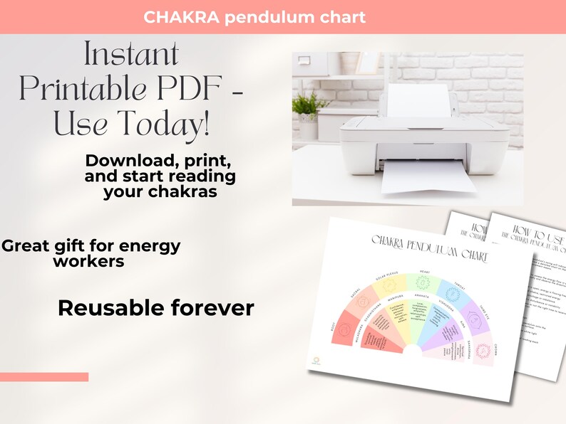 Chakra Pendulum Chart Printable • Energy Healing Tool • Digital Download PDF for Reiki, Chakra ...