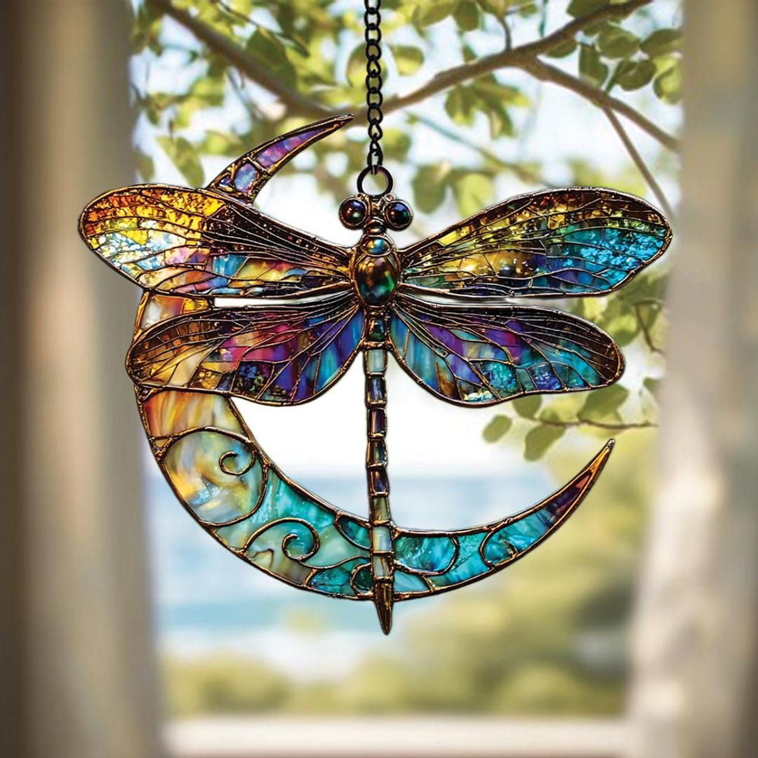Colorful Dragonfly Suncatcher Ornament, Hanging Window Decor, Perfect ...