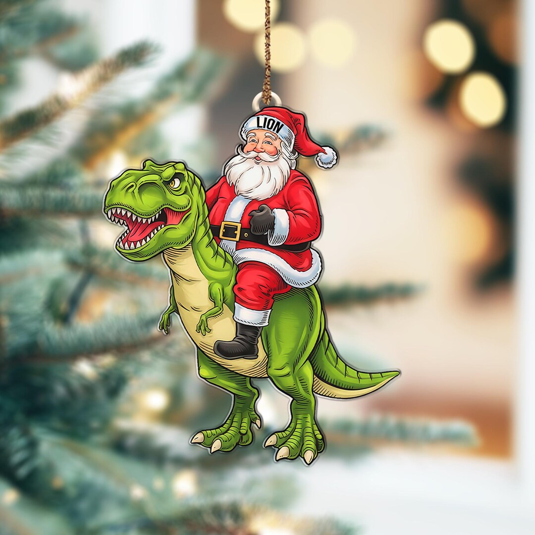 Personalized T-rex Santa 2D FLAT Ornament – Hilarious Dino, Custom Name ...