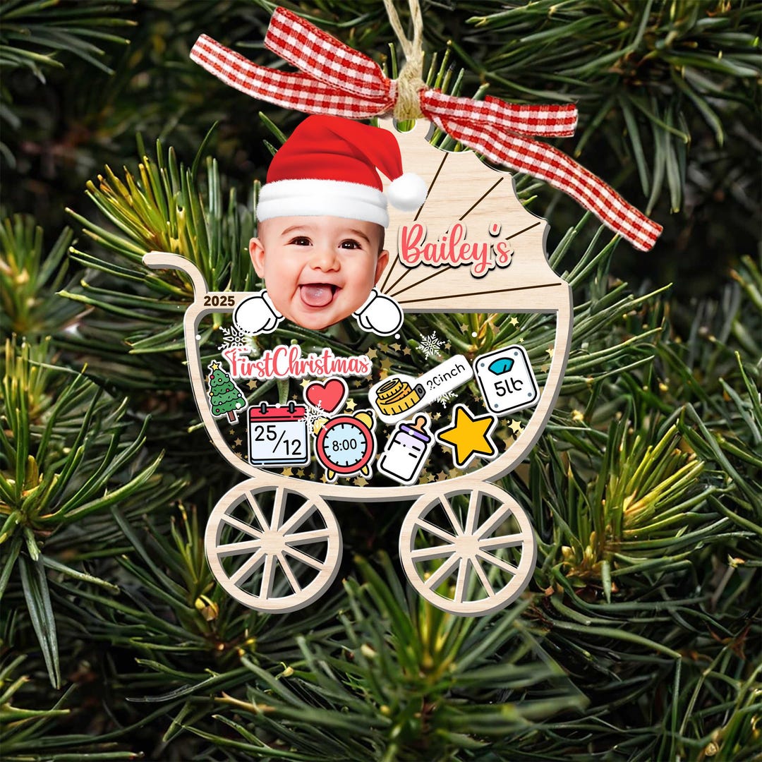 Custom Photo Shaker Ornament – Baby’s First Christmas 2025, Baby ...