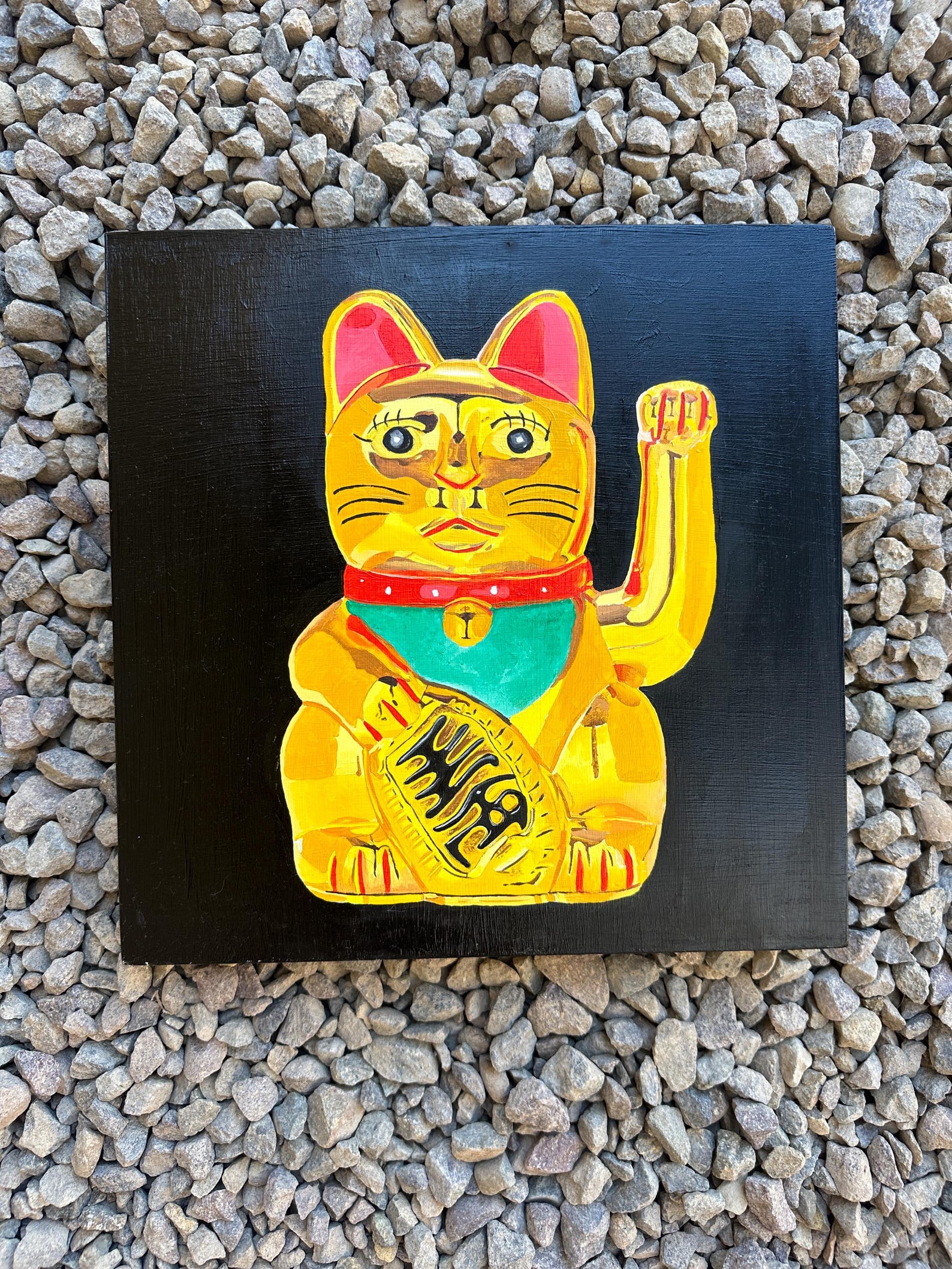 Maneki Neko Good Fortune Cat Original Oil Painting - Etsy